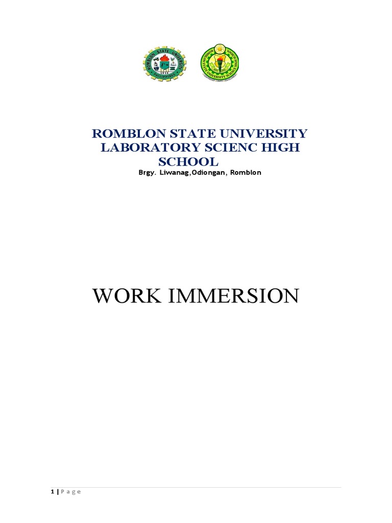 SHS Work Immersion Guide | PDF | Learning | Occupational Safety And Health