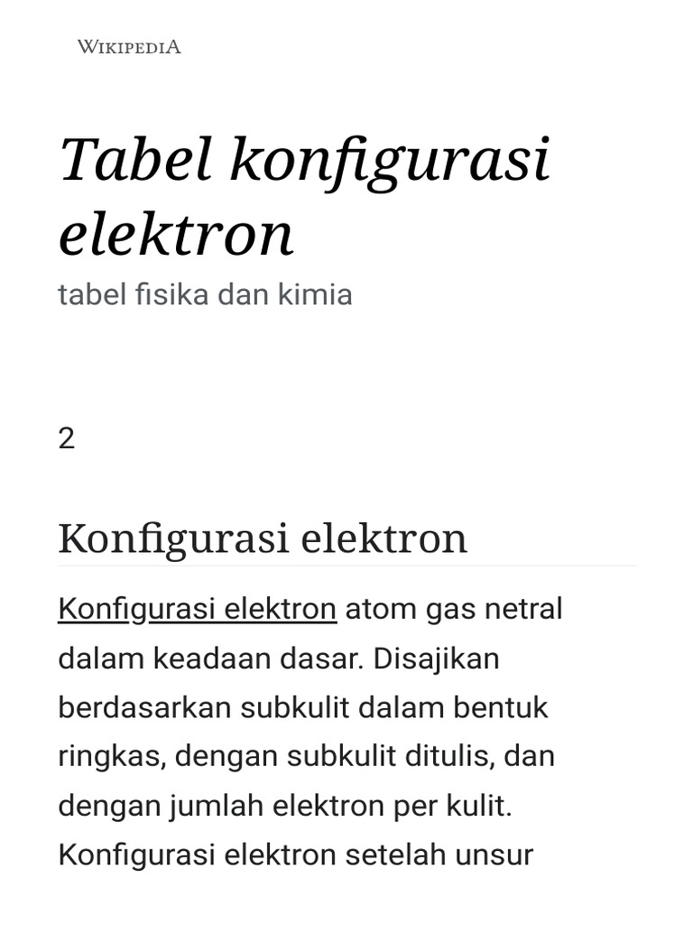 Tabel Konfigurasi Elektron - Wikipedia Bahasa Indonesia, Ensiklopedia ...
