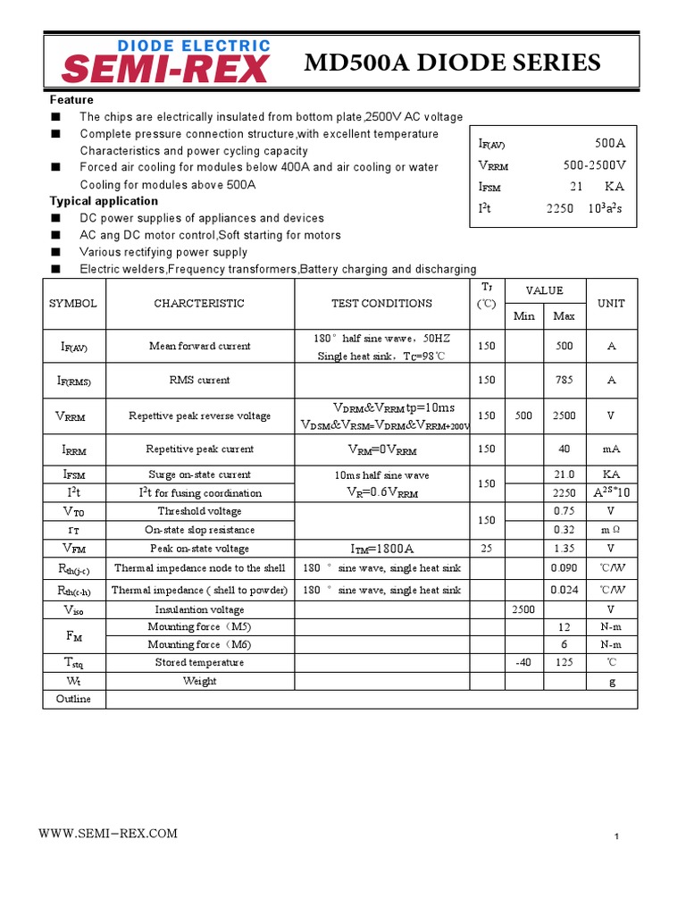 Md500A Diode Series | PDF | Tools | Power (Physics)