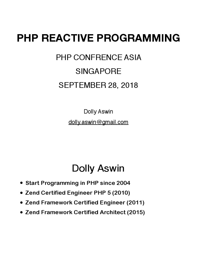 Dolly Aswin Php Conf 2018 Php Reactive Programming Pdf Functional Programming 