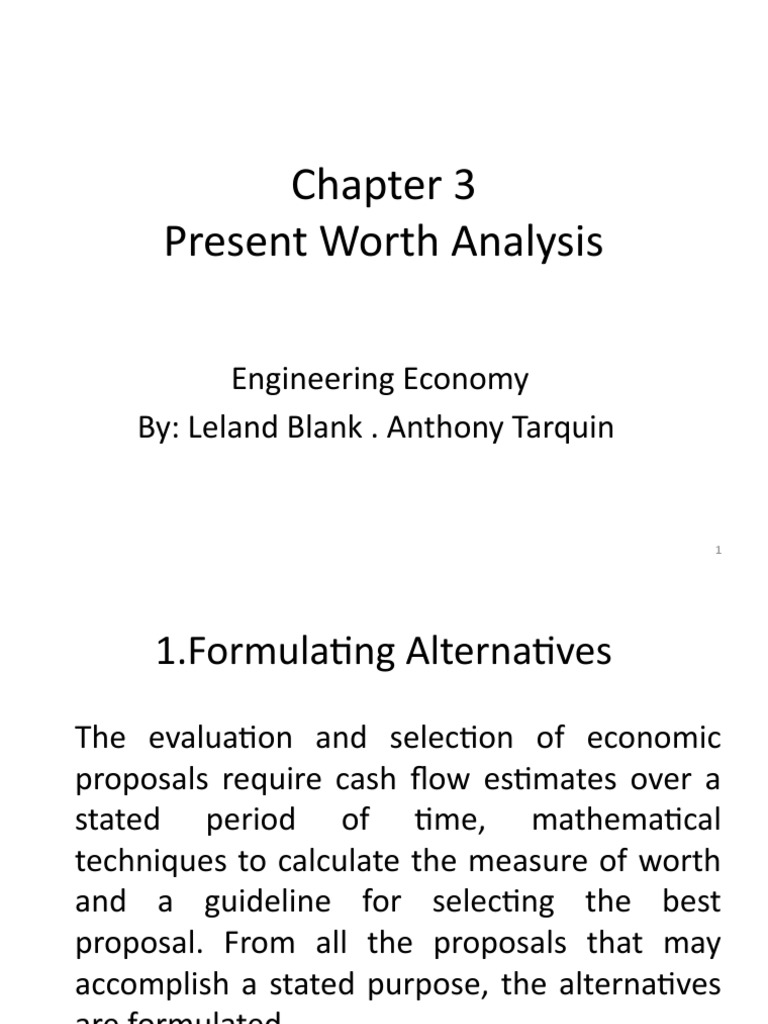 Chapter 3 - Present Worth Analysis | PDF | Life Cycle Assessment | Evaluation