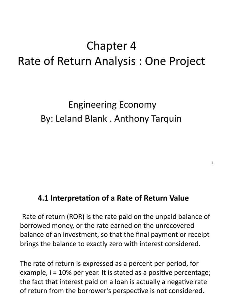 Chapter 4 - Rate of Return Analysis: One Project | PDF