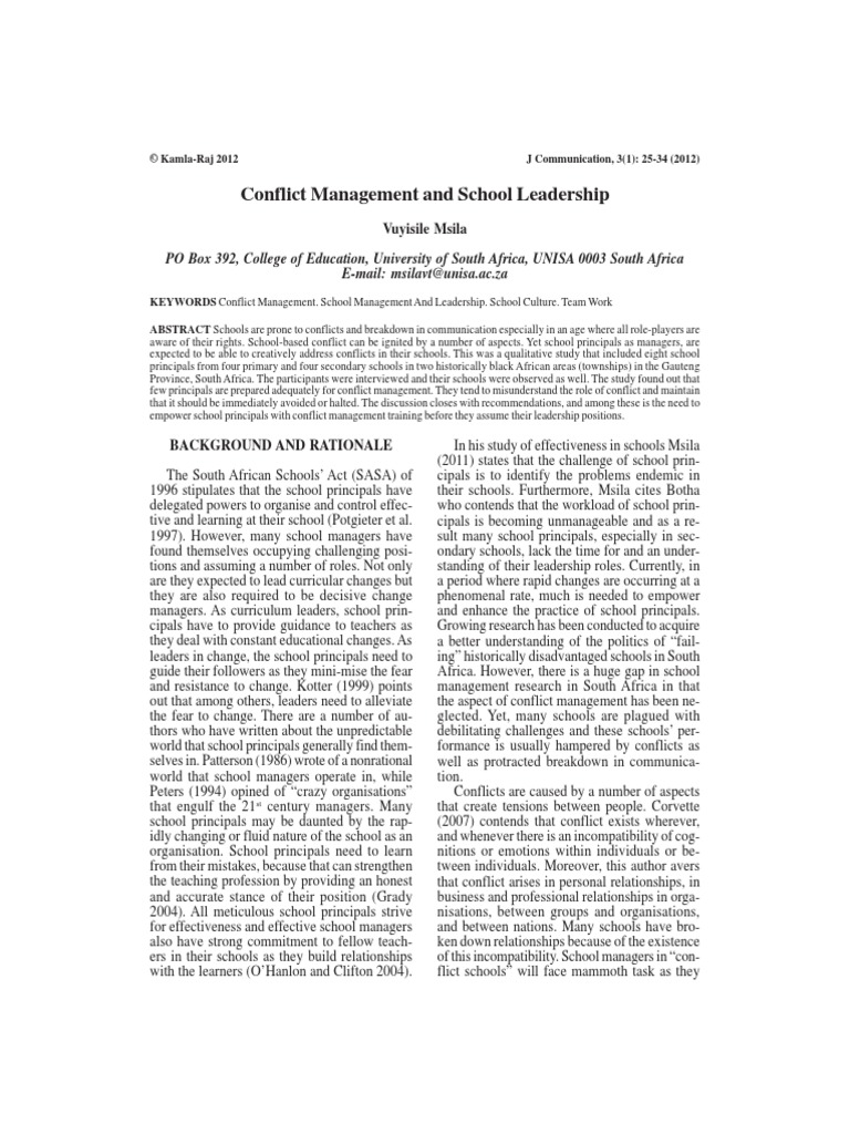 Text 2 Conflict - Management - Kre | PDF | Teachers | Leadership