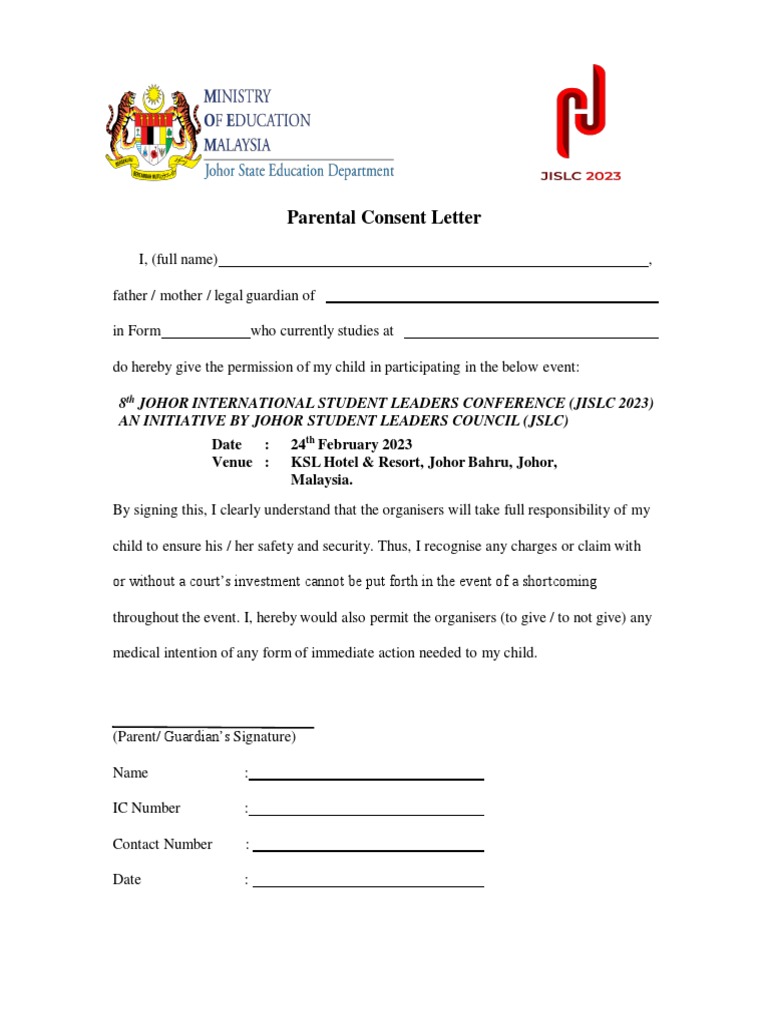 Parental Consent Form (Odp) | PDF