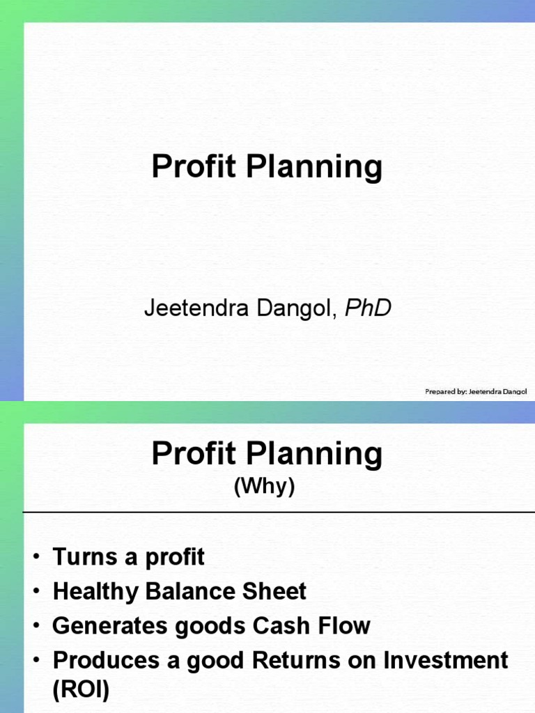 Profit Planning Strategies for Maximizing Returns | PDF | Return On ...