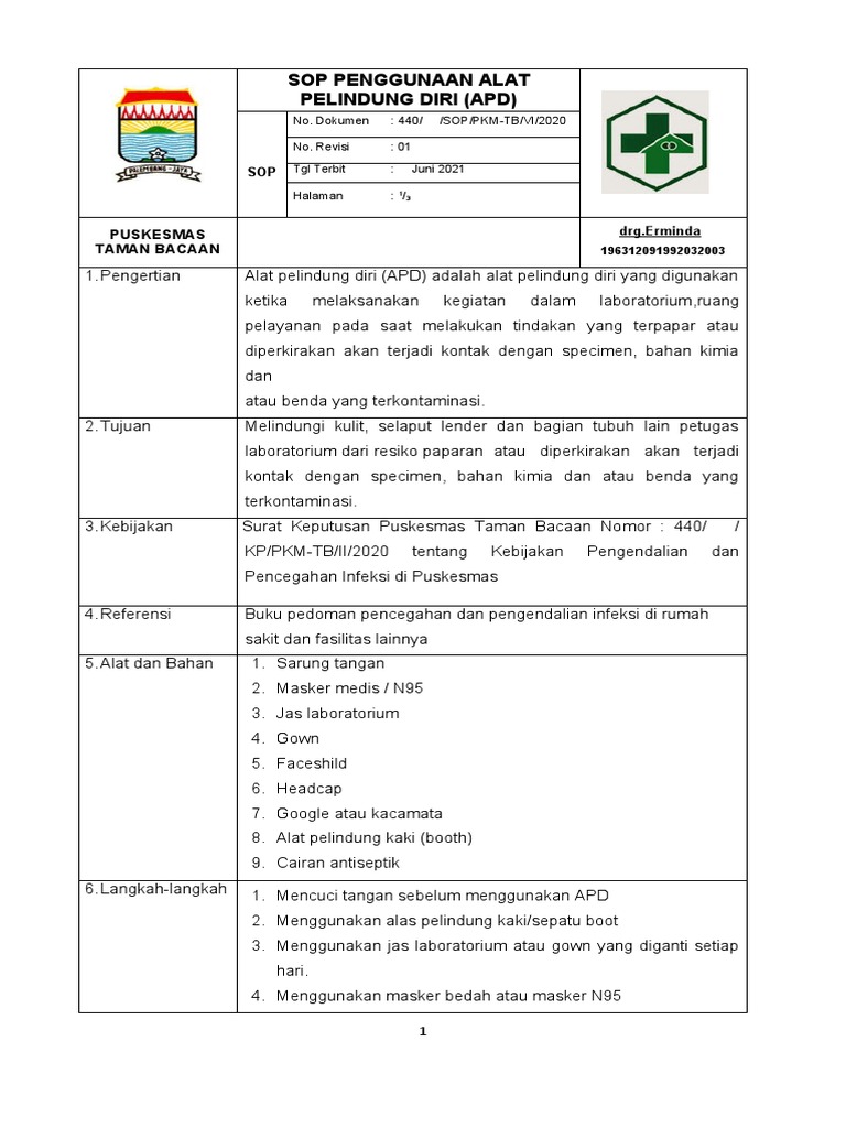 Sop Penggunaan Apd | PDF