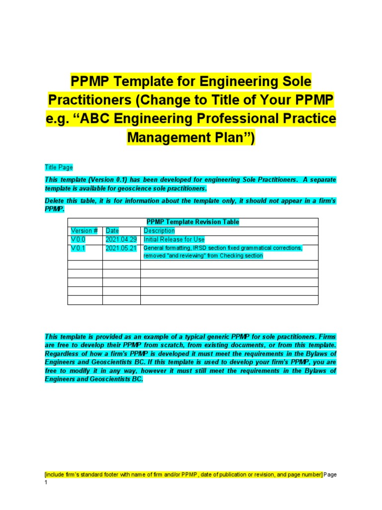 EGBC PPMP Template Sole Practitioner Eng V 0 0 | PDF | Computer File ...