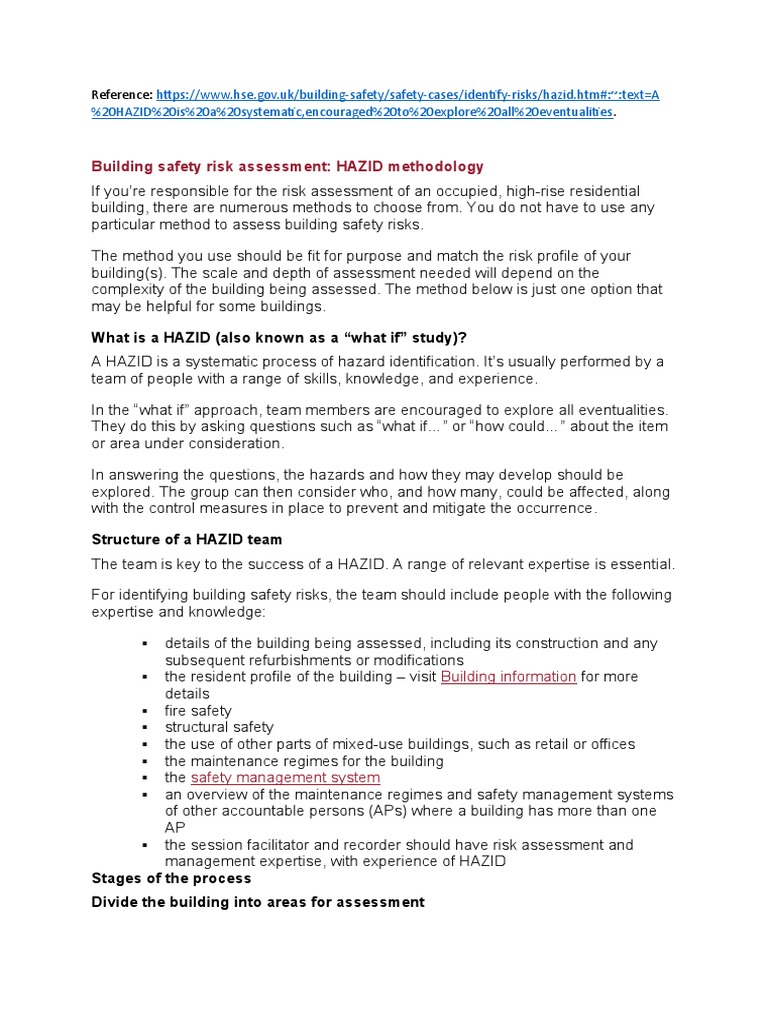 HAZID Methodology for Building Safety | PDF | Risk | Risk Assessment