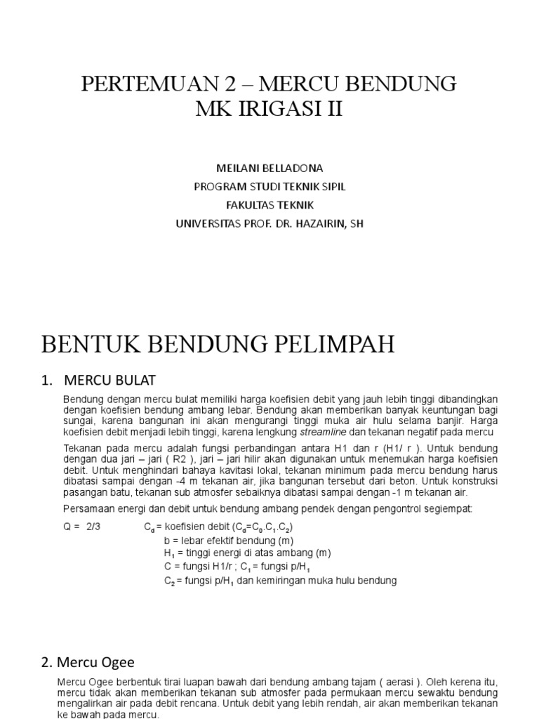 Pertemuan 2 - Mercu Bendung | PDF