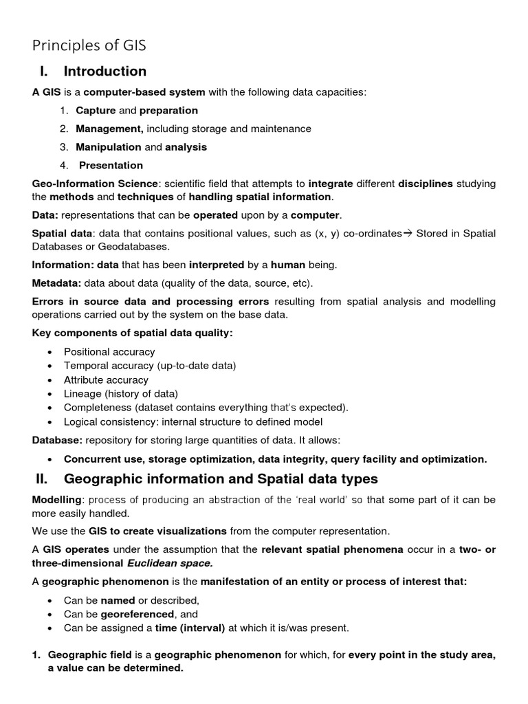 Principles of GIS Study Guide PDF | PDF | Geographic Information System | Spatial Analysis