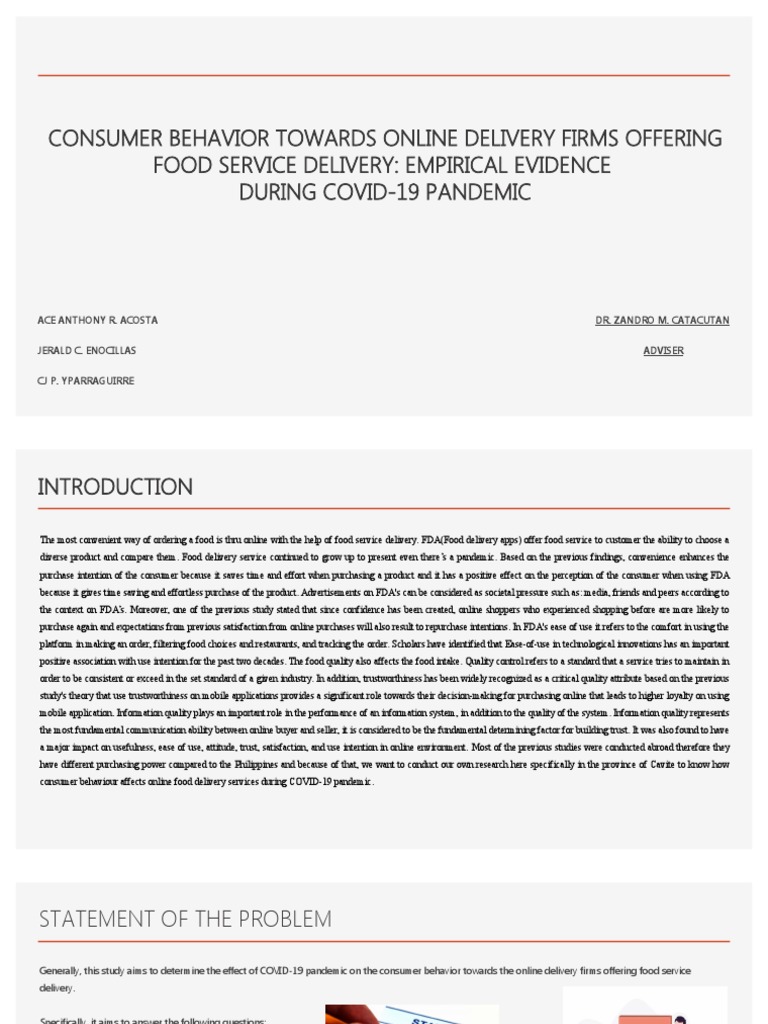 Consumer Behavior Towards Online Delivery Firms Offering Food - PPT For Final Defense | PDF ...
