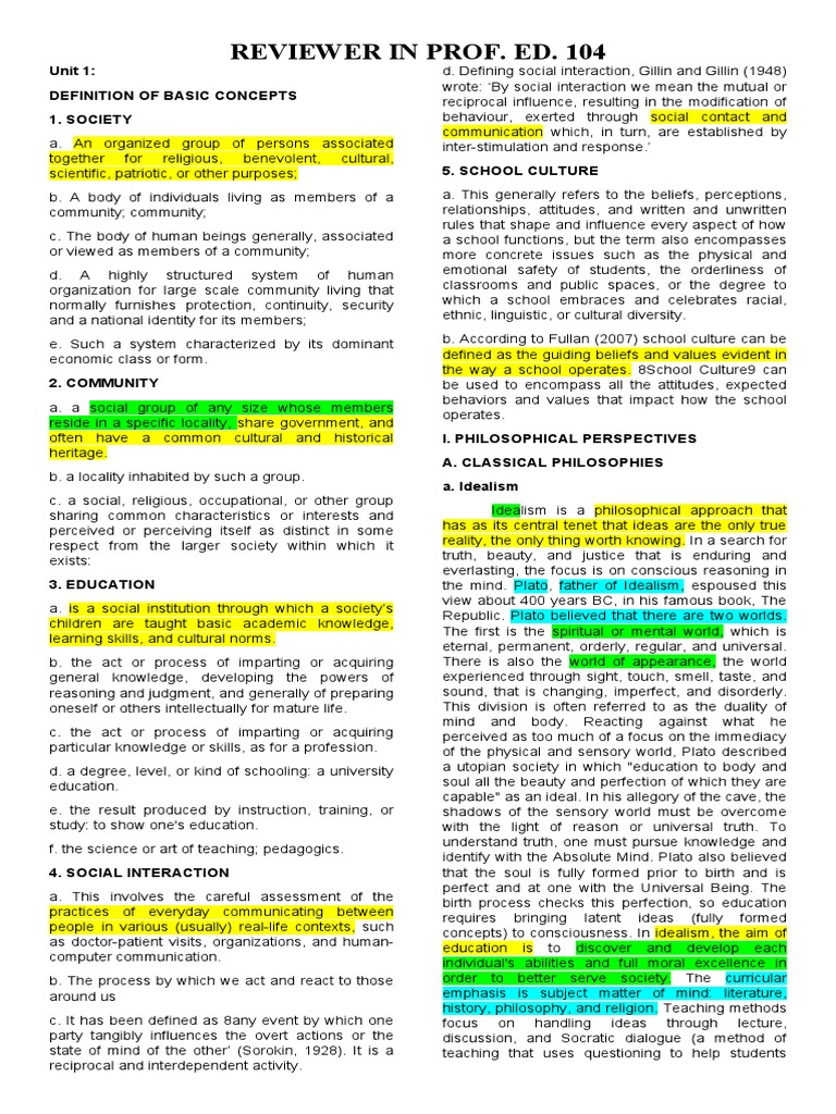 Reviewer in Prof. Ed. 104 Midterm | PDF | System | Pragmatism