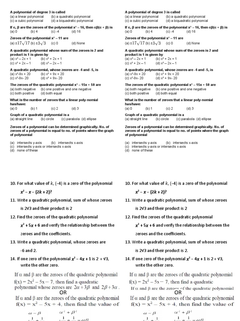 Polynomial Test | PDF | Polynomial | Zero Of A Function Polynomial Test | PDF | Polynomial | Zero Of A Function