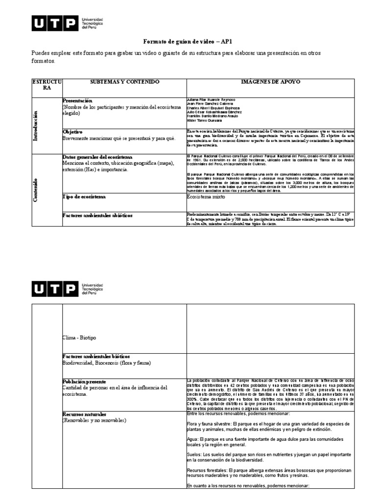 Semana 05 - Word - Formato de Guion de Video AP1 | PDF