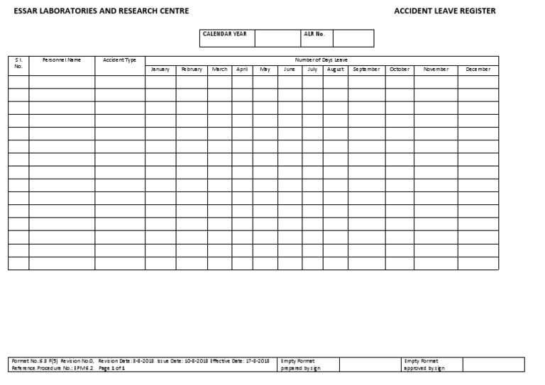 6.3 F5 Accident Leave Register | PDF