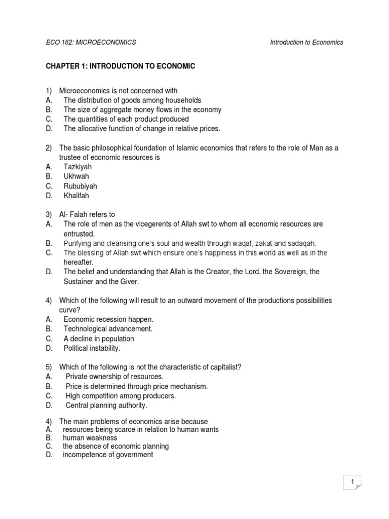 Chapter 1 Exercise | PDF | Economics | Microeconomics Chapter 1 Exercise | PDF | Economics | Microeconomics