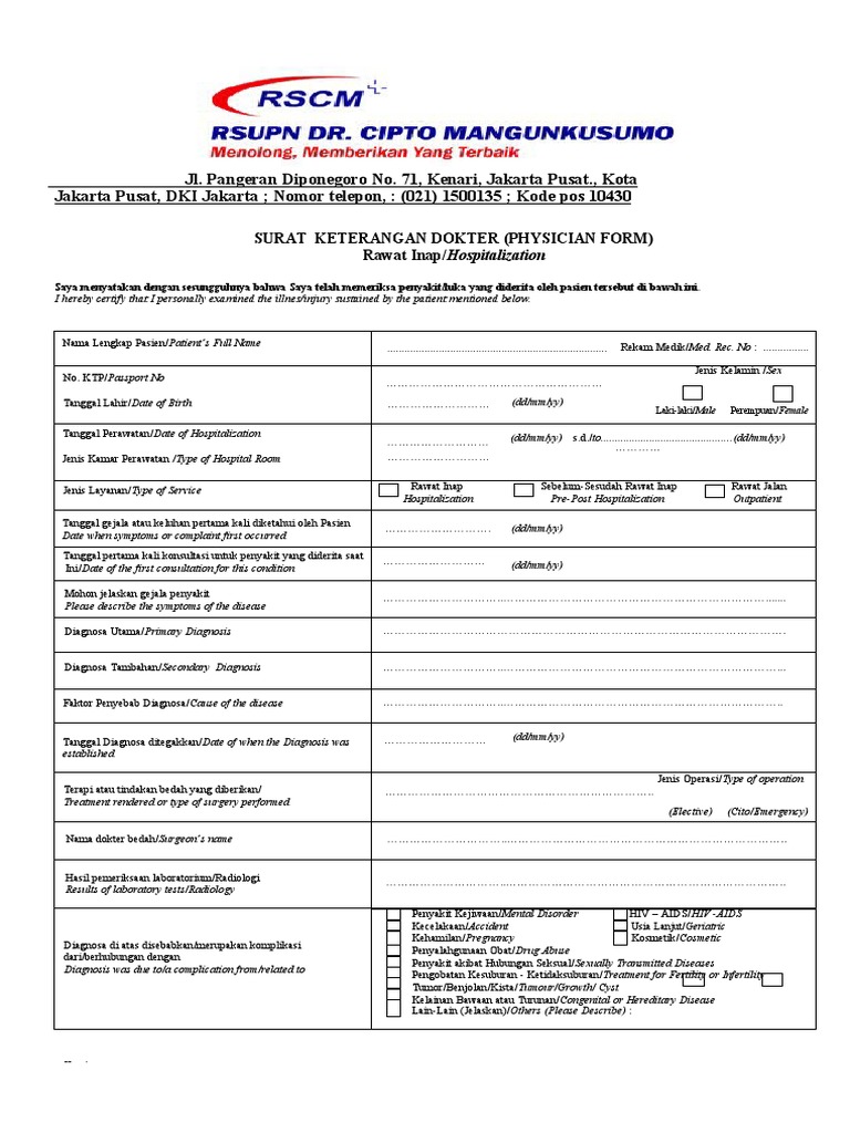 Surat-Keterangan-Dokter-Rawat-Inap 222222 | PDF