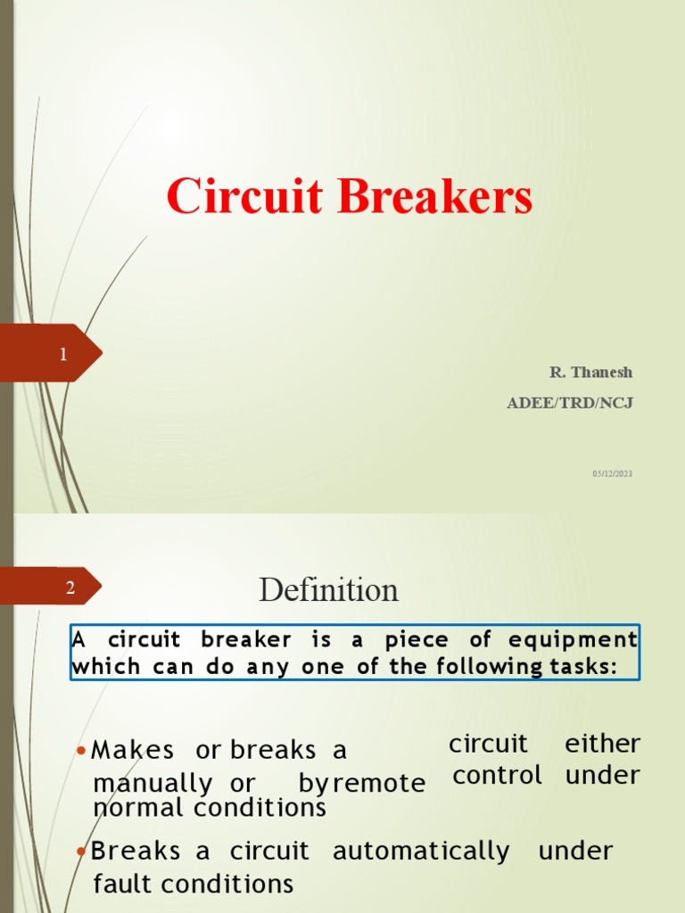 Circuit Breakers Presentationppt | PDF | Electric Arc | Electromagnetism