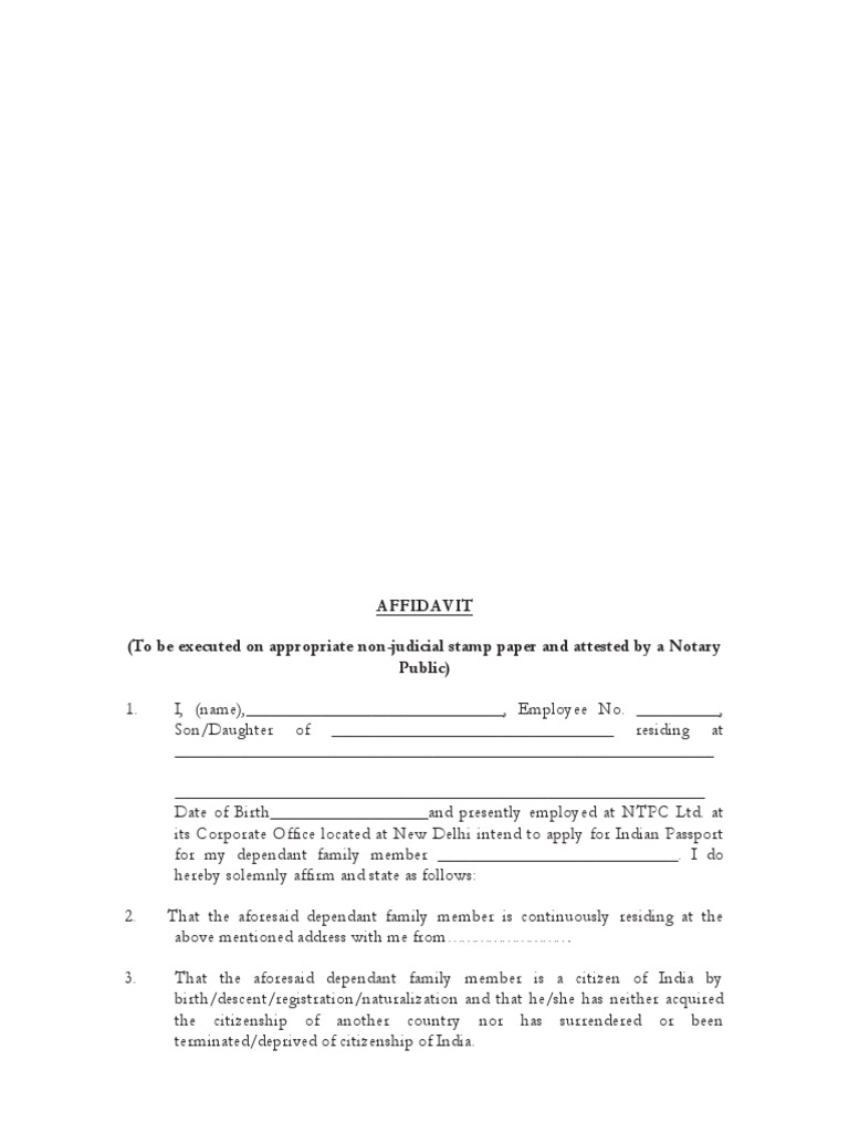 Passport NOC Affidavit | PDF | Affidavit | Arrest Warrant