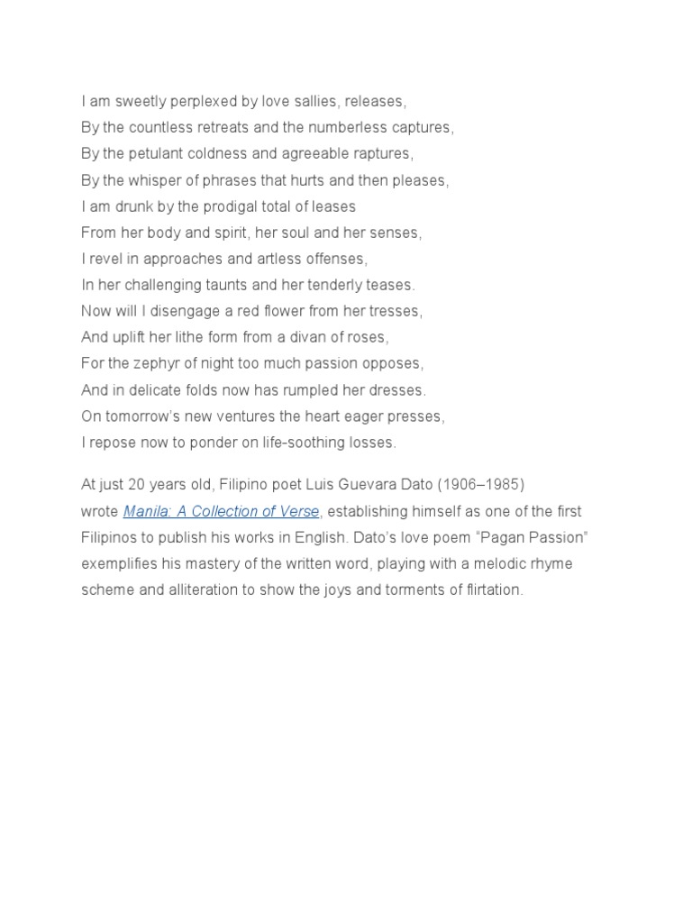 Love and Longing in Manila Poetry | PDF