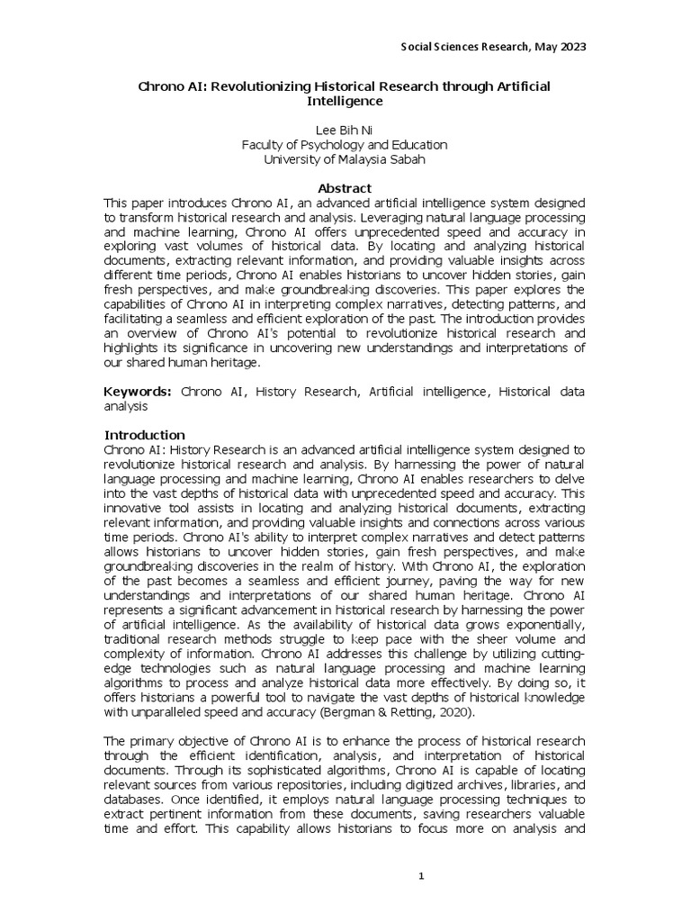 Chrono AI: Revolutionizing Historical Research Through Artificial ... Chrono AI: Revolutionizing Historical Research Through Artificial ...