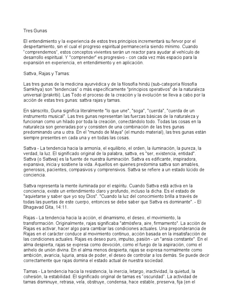 Las Tres Gunas y el Desarrollo Espiritual | PDF | Religión y espiritualidad