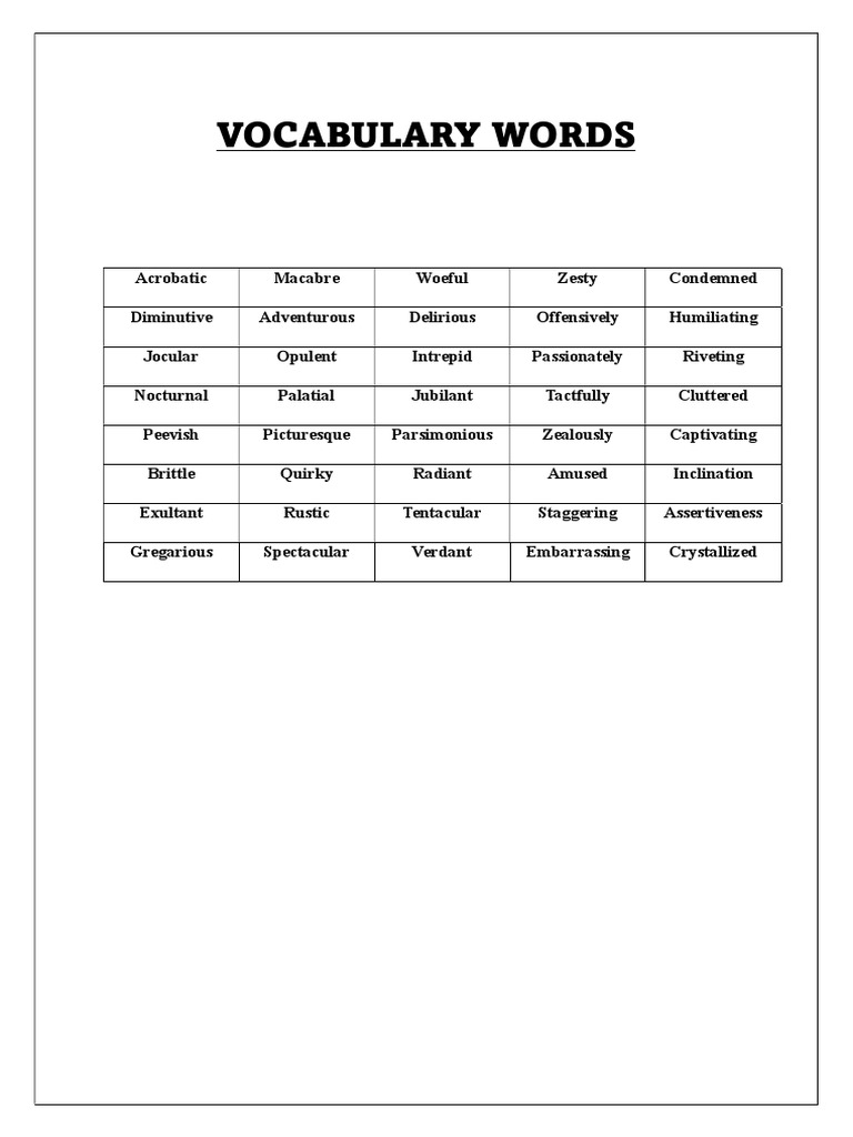 Vocabulary Words, Unit 3, PDF | PDF
