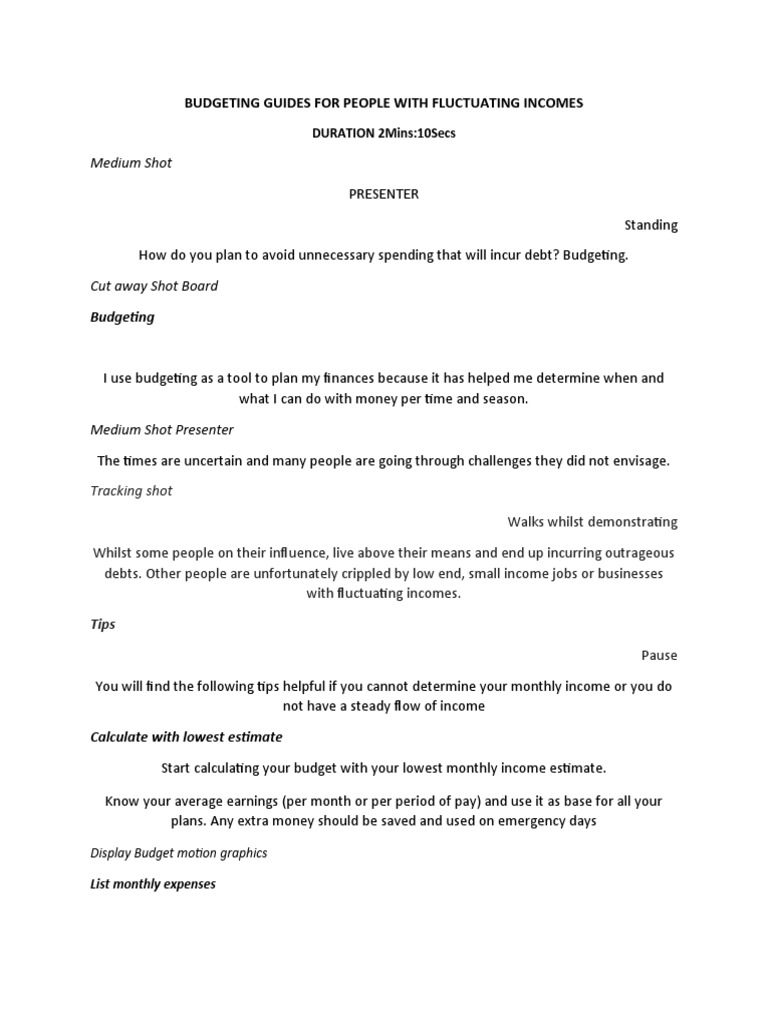 Budgeting Tips for Fluctuating Incomes | PDF | Budget | Debt
