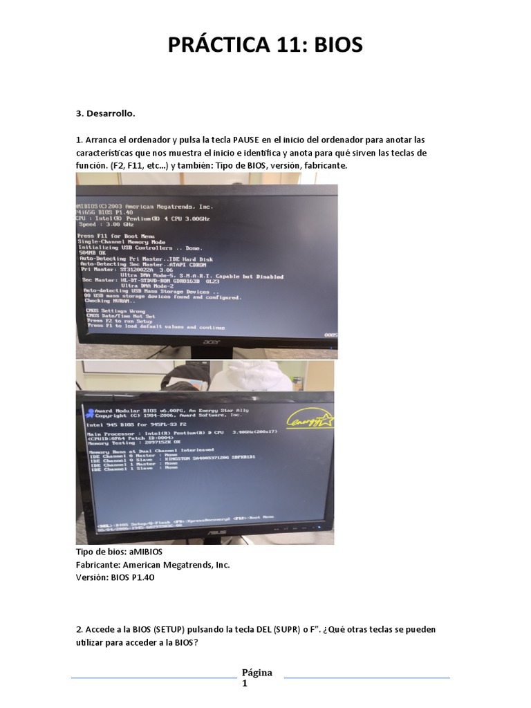 Practica 11 BIOS | PDF | Bios | Equipo de oficina