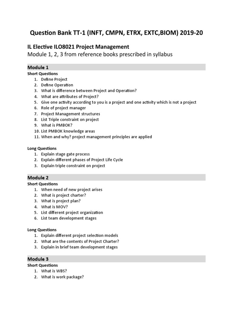 Question Bank 2019-20 | PDF