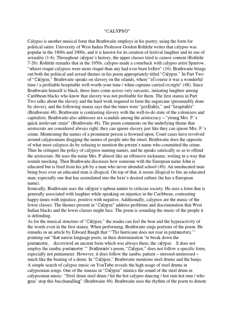 Calypso Notes PDF | PDF | Poetry | Caribbean