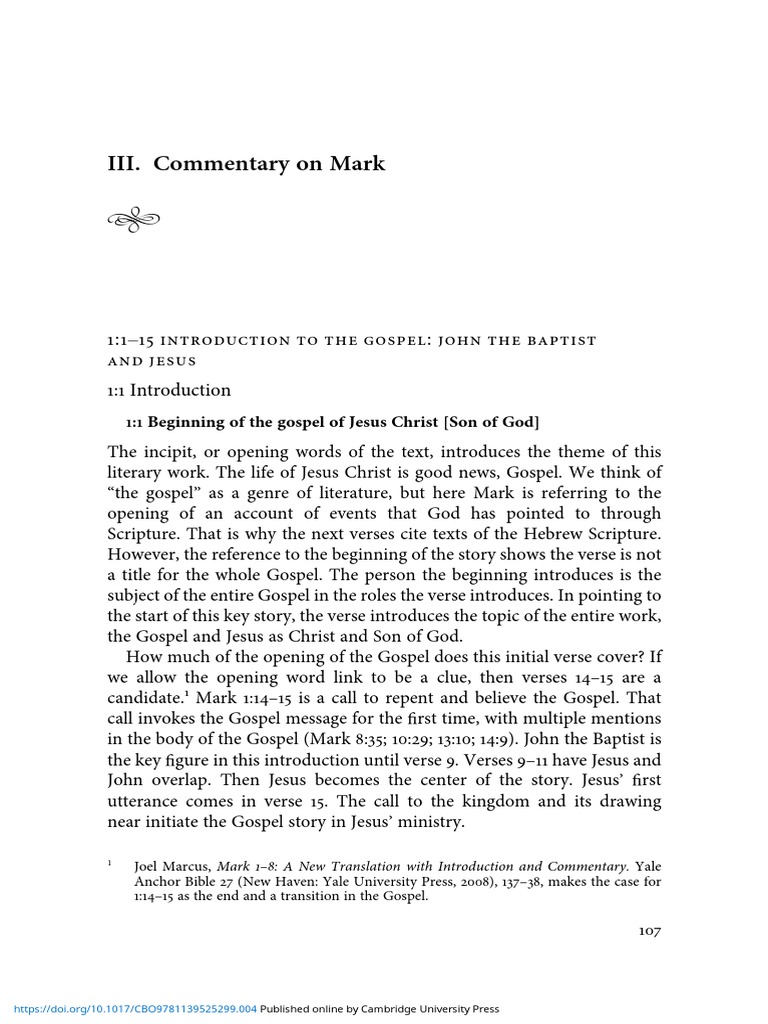 Commentary On Mark | PDF | Gospel Of Mark | Jesus