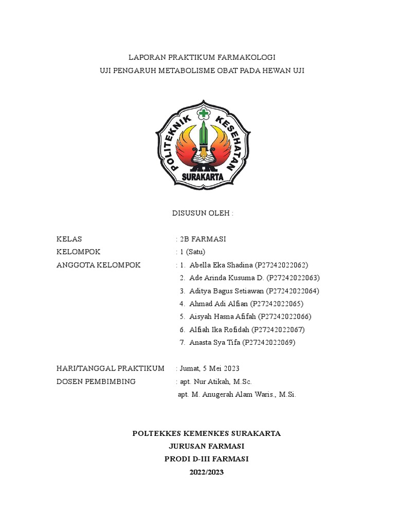 Lapres Farmakol Metabolisme Fix Pol Asli PDF | PDF | Pengembangan Diri | Sains & Matematika