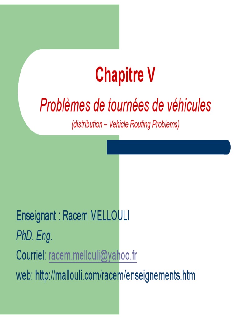 OptRL-ch5-.ppt - Problèmes de Tournées de Distribution | PDF