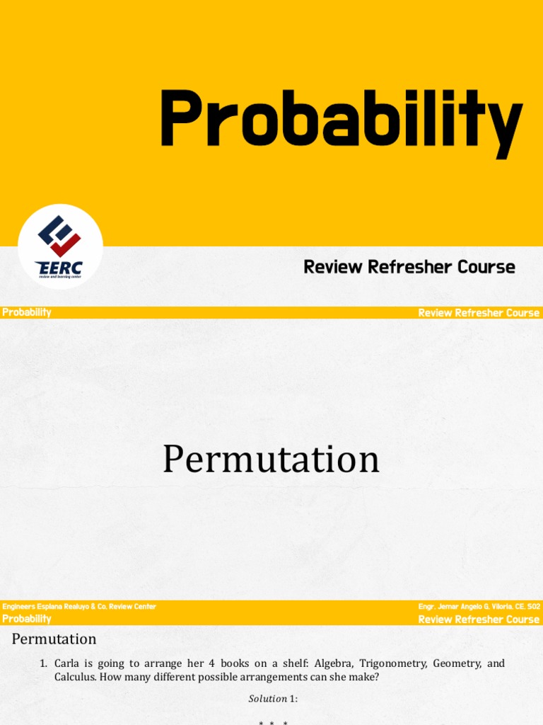 PDF Probability (Refresher) PDF | PDF | Variance | Probability Distribution