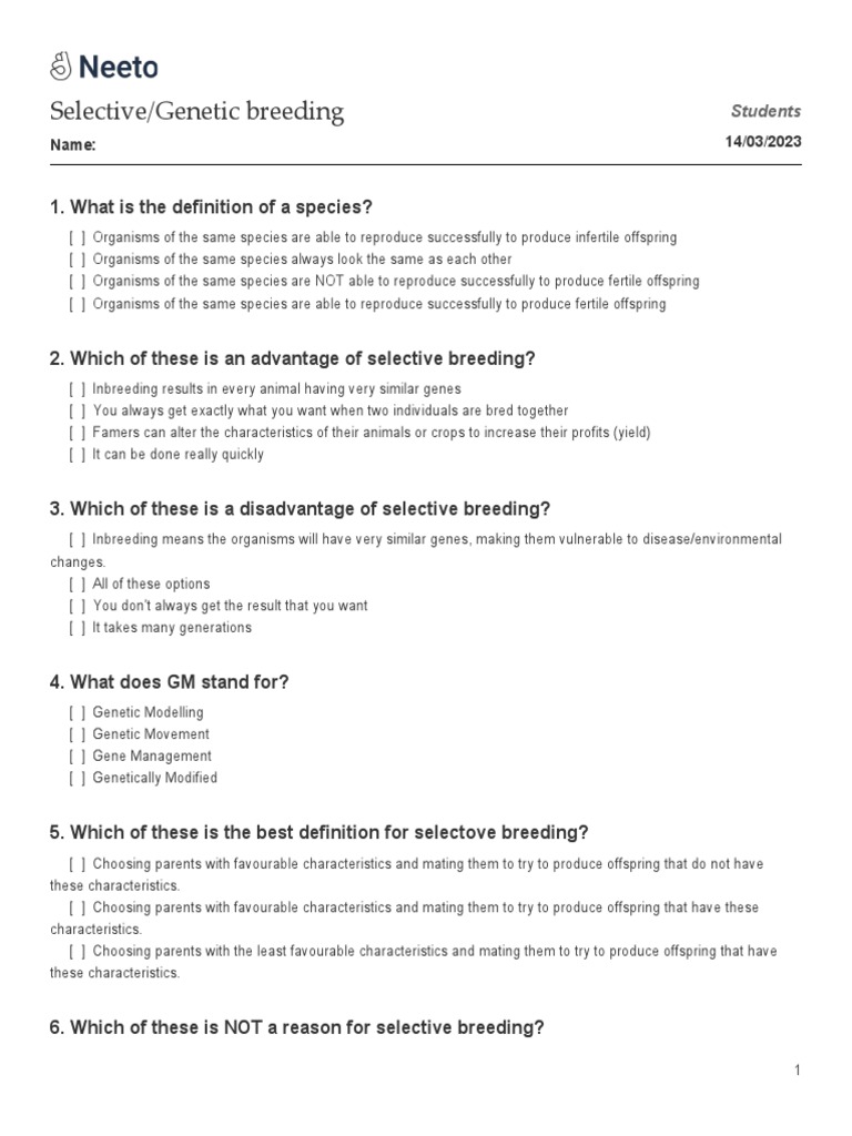 Selective Genetic Breeding | PDF | Genetic Engineering | Genetics