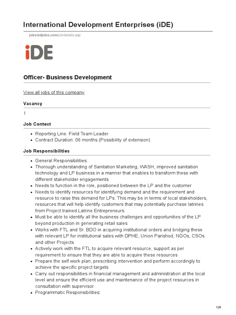 International Development Enterprises iDE | PDF | Entrepreneurship | Sales