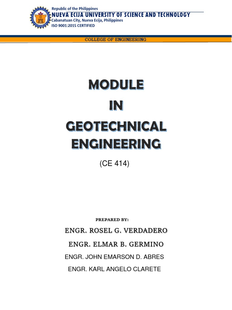 CE 414 Module PDF | Download Free PDF | Rock (Geology) | Geotechnical Engineering