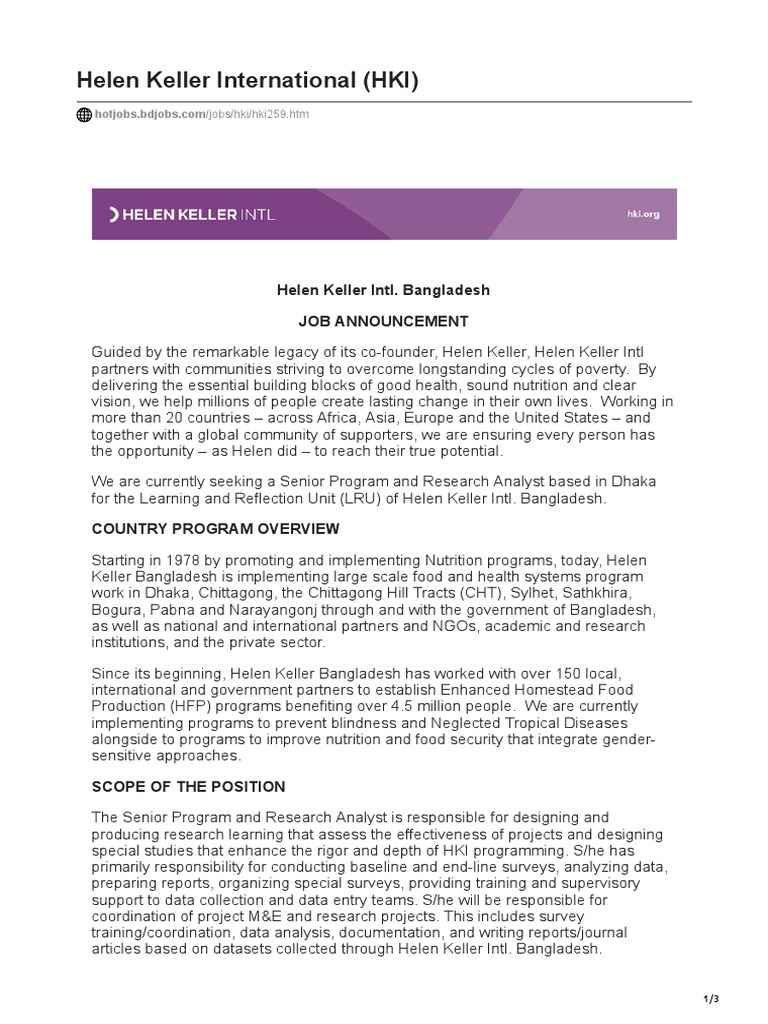-Helen Keller International HKI | PDF | Data | Methodology