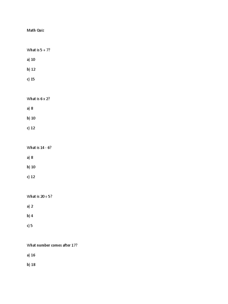 Grade 3 Quiz - Math | PDF