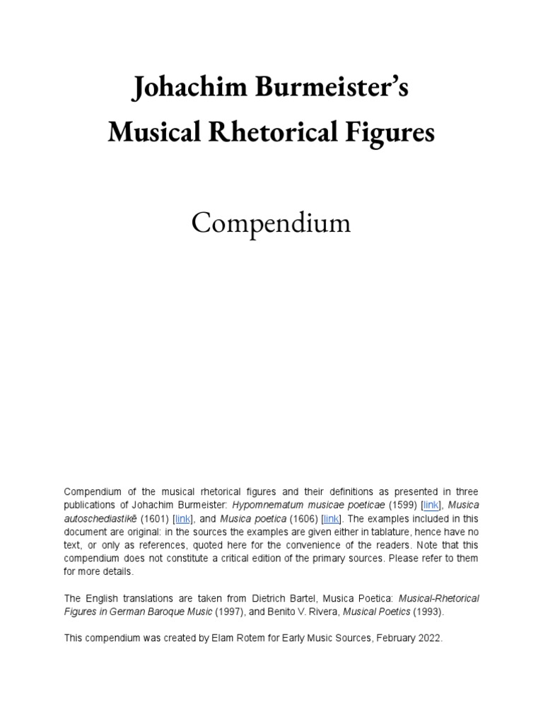 Johachim Burmeisters Musical Rhetorical Figures - EMS 2022 | PDF ...