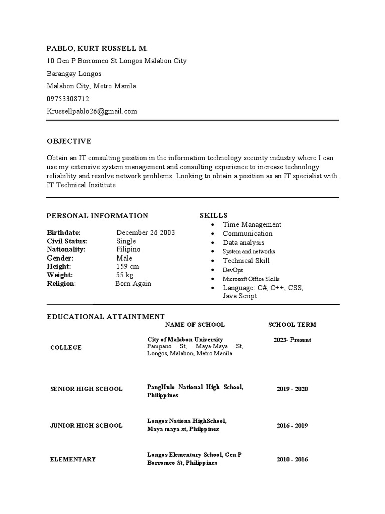 Resume-ni-Daniel-Padilla | PDF