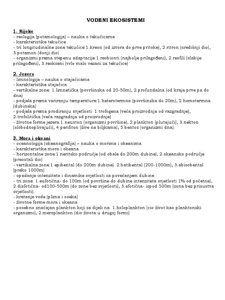 Vodeni Ekosistemi | PDF