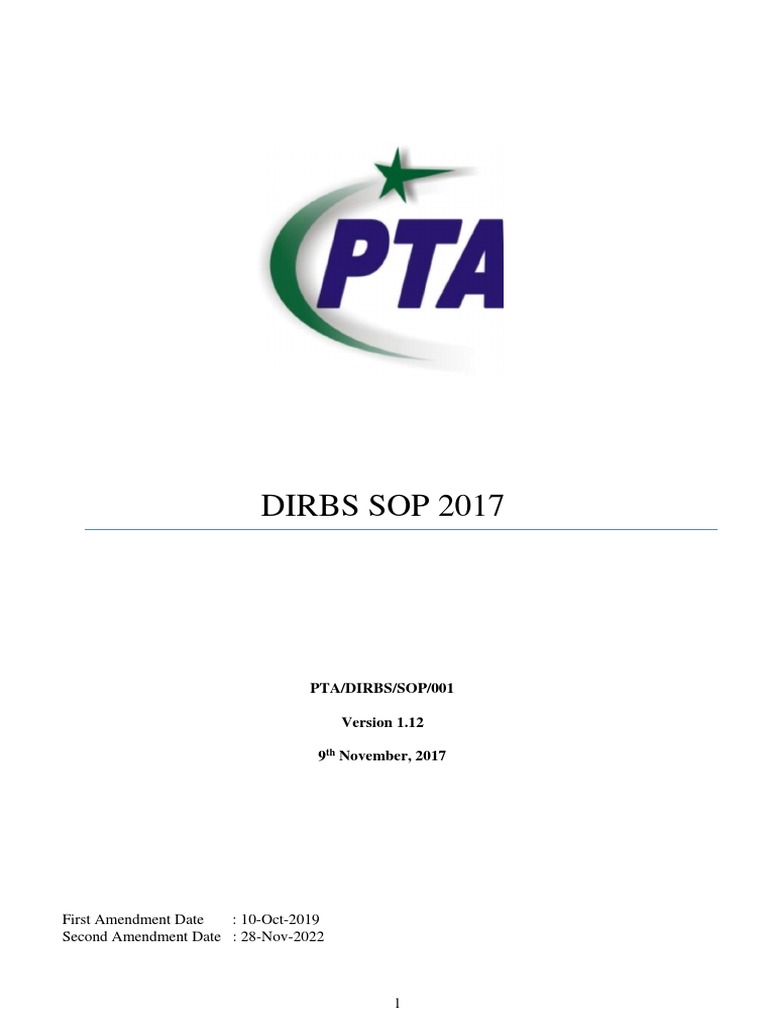 Pta Dirbs Sop | PDF | Telecommunications | Mobile Telecommunications