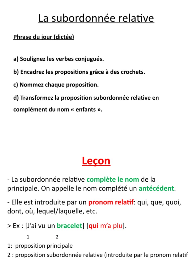 La Subordonnée Relative | PDF