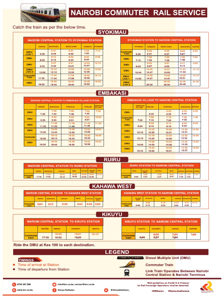 Nairobi Commuter Rail Service Schedule | PDF