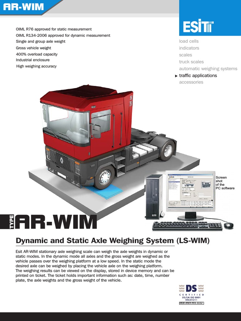 AR-WIM Dynamic and Static Axle Weighing System | PDF | Metrology ...