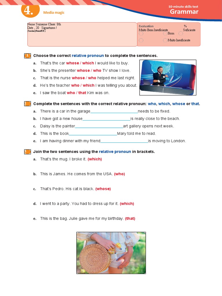 Enga8 10 Minute Skills Test Grammar4 1 | PDF