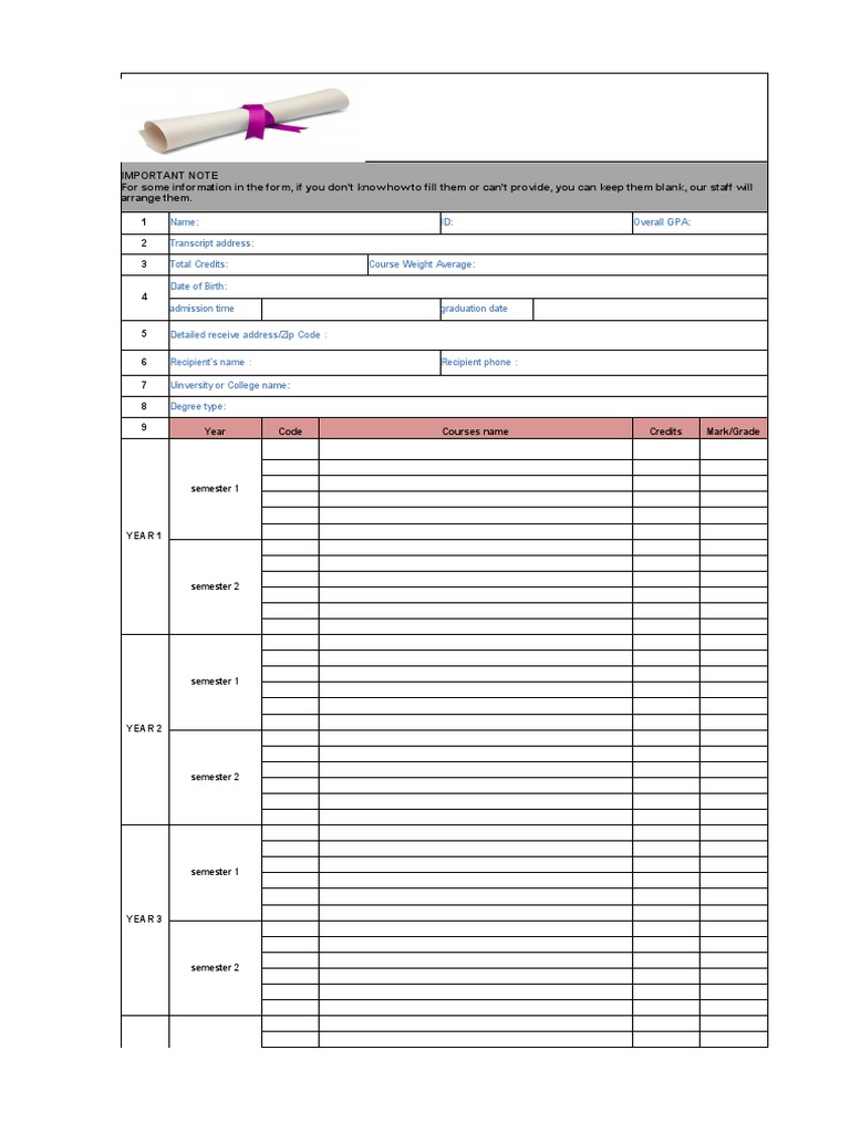 Transcript Form | PDF