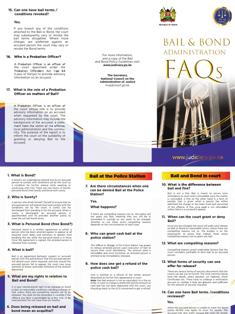 FAQs Bail and Bond Brochure | PDF | Bail | Misconduct